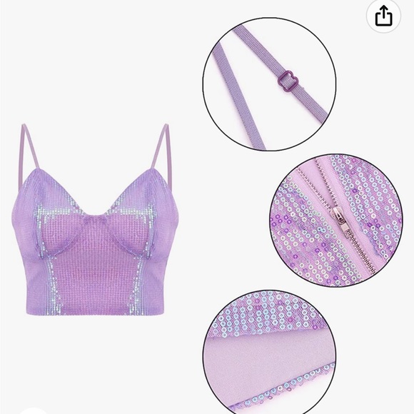 Tops | Giovacker Womens Reflective Crop Tops | Poshmark